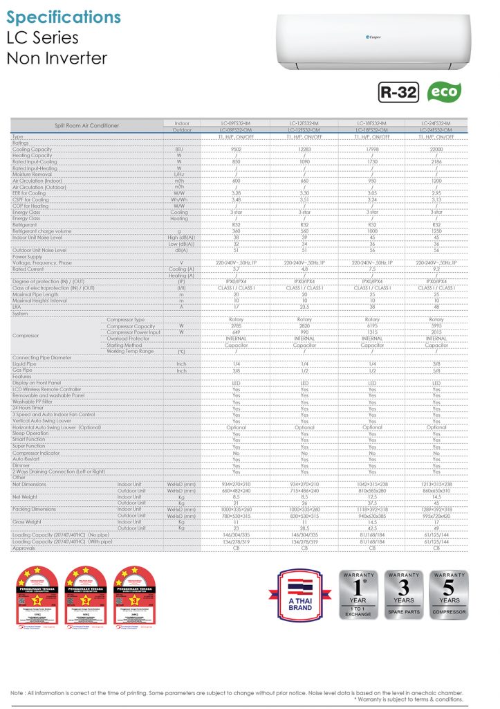 LC Non Inverter R32 Series – Casper Electric Malaysia